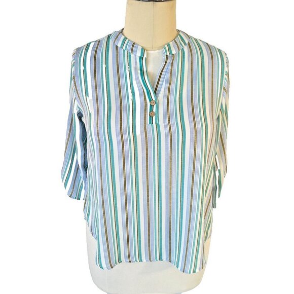 Juniper + Lime | Tops | Juniperlime Womens Xl Blouse Striped Mandarin ...